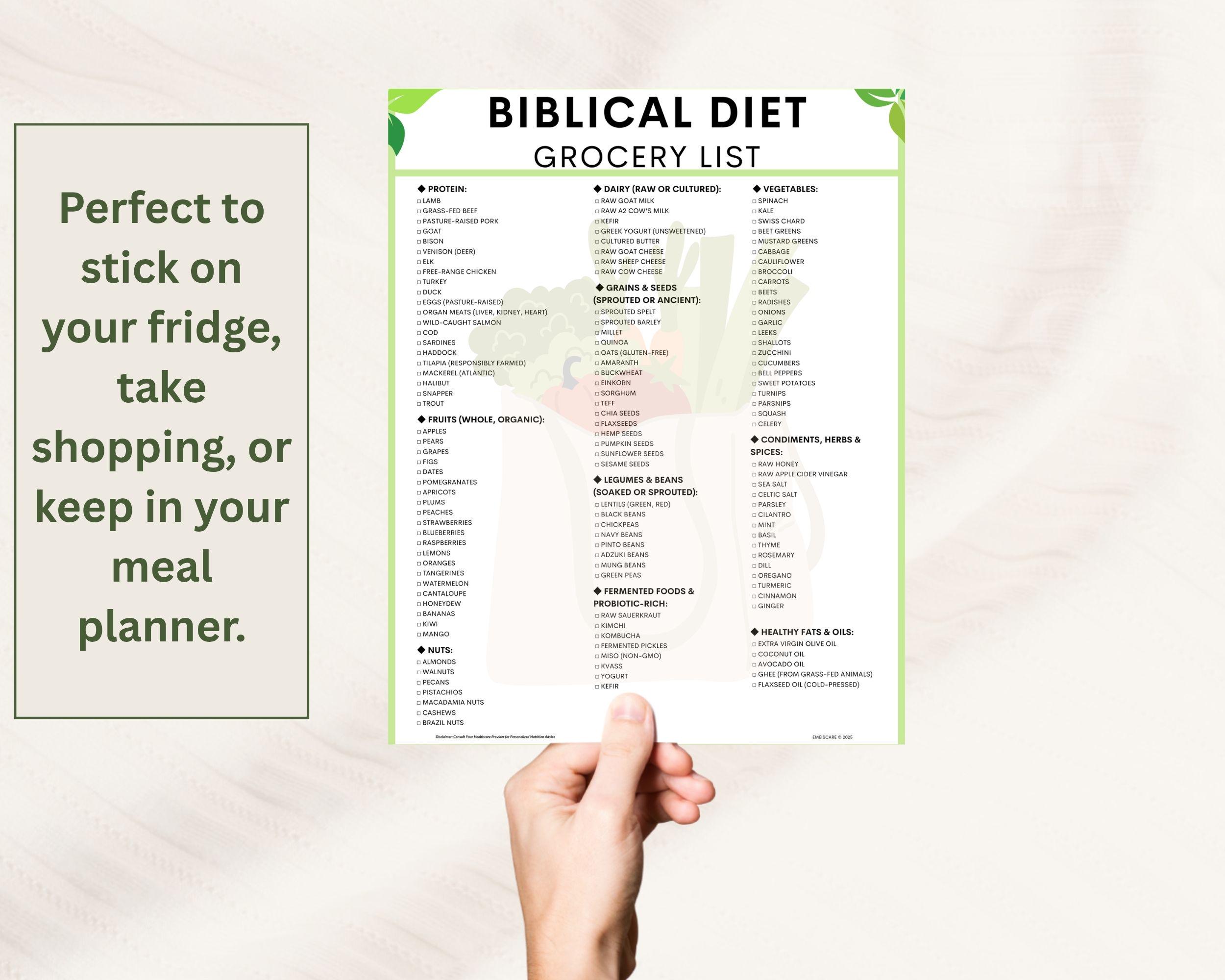 Biblical Grocery List Printable: Christian Clean Eating Guide (PDF ...