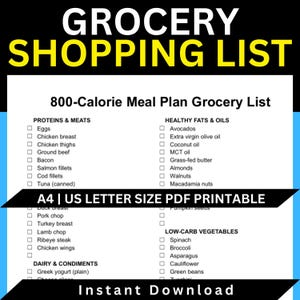 800 Calorie Meal Plan, 7-day Weight Loss Guide (digital Download) - Etsy