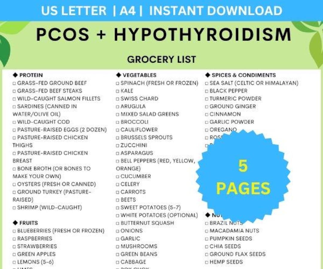 PCOS + Hypothyroidism Grocery List | Weekly Shopping Checklist ...