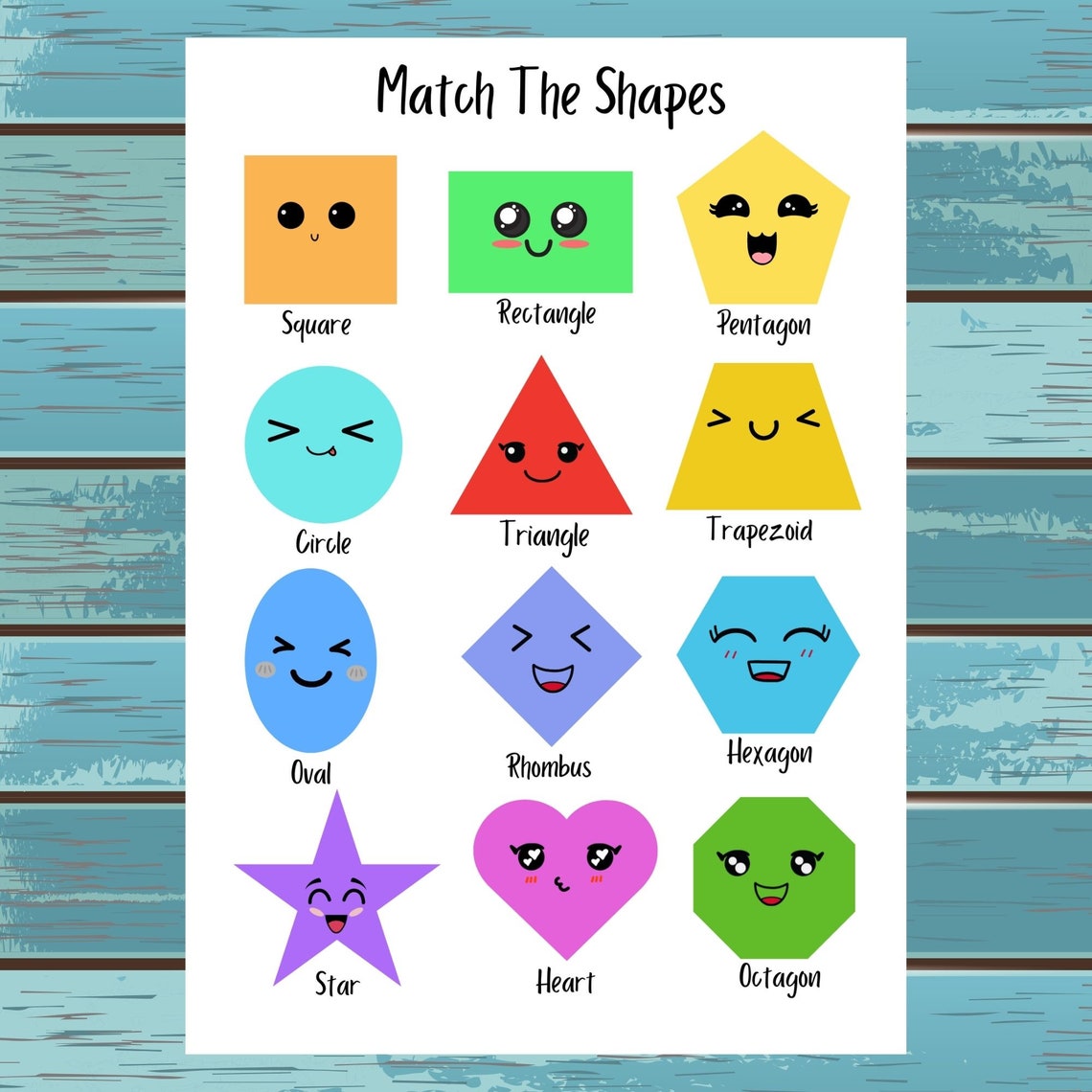Shapes Printable, Learning Shapes, Shape Matching, Homeschool Printable ...