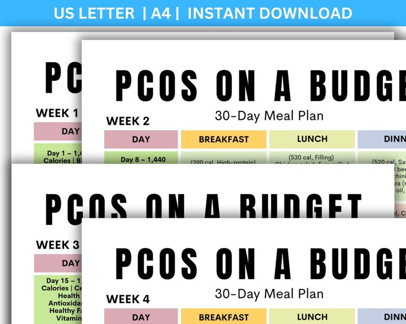 PCOS Meal Plan on a Budget PDF, 30 Day Pcos Diet Plan for Weight Loss ...