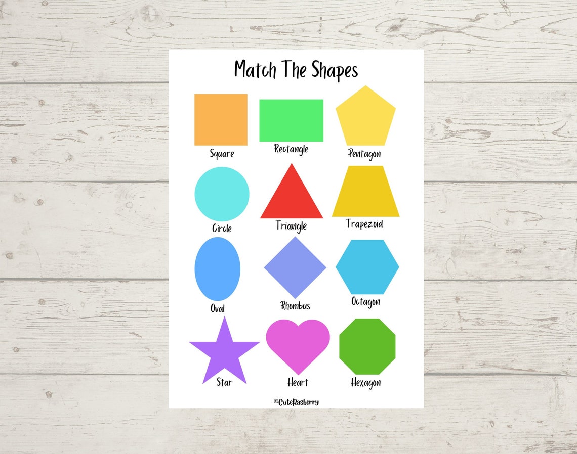 Shapes Printable Learning Shapes Shape Matching Homeschool - Etsy