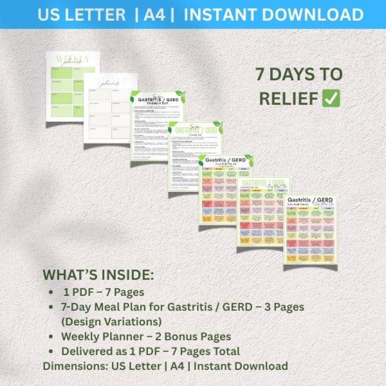 7-day GERD Diet Meal Plan: Low Acid, Anti-inflammatory Foods (PDF ...