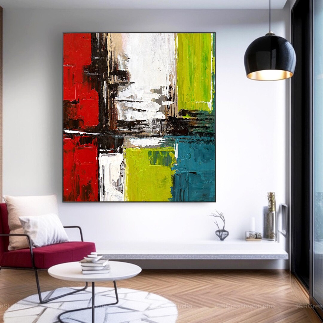 Red Abstract Painting for Sale, Large Textured Wall Art, Modern ...