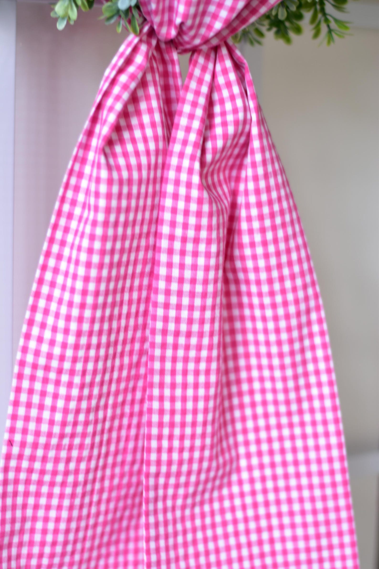 Pink Gingham Wreath Sash, Pink Check Front Door Decoration, Summer ...