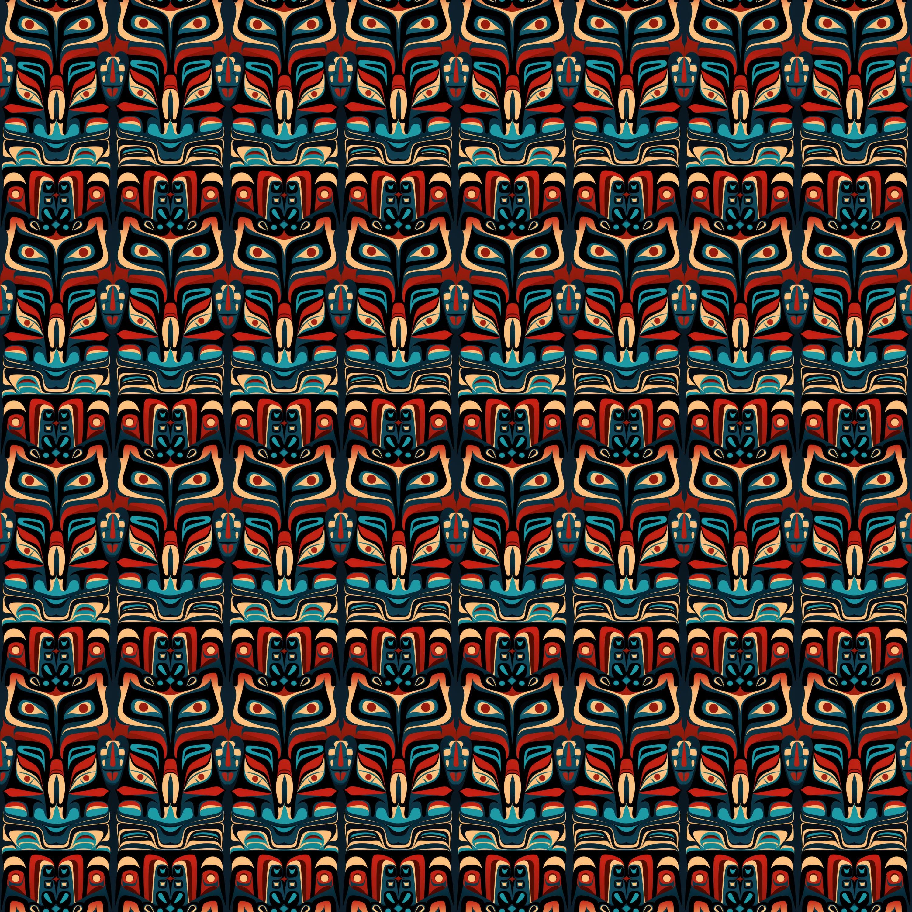 Northwest Tribal Cotton Sateen Fabric, Indigenous Pattern Print (94 ...