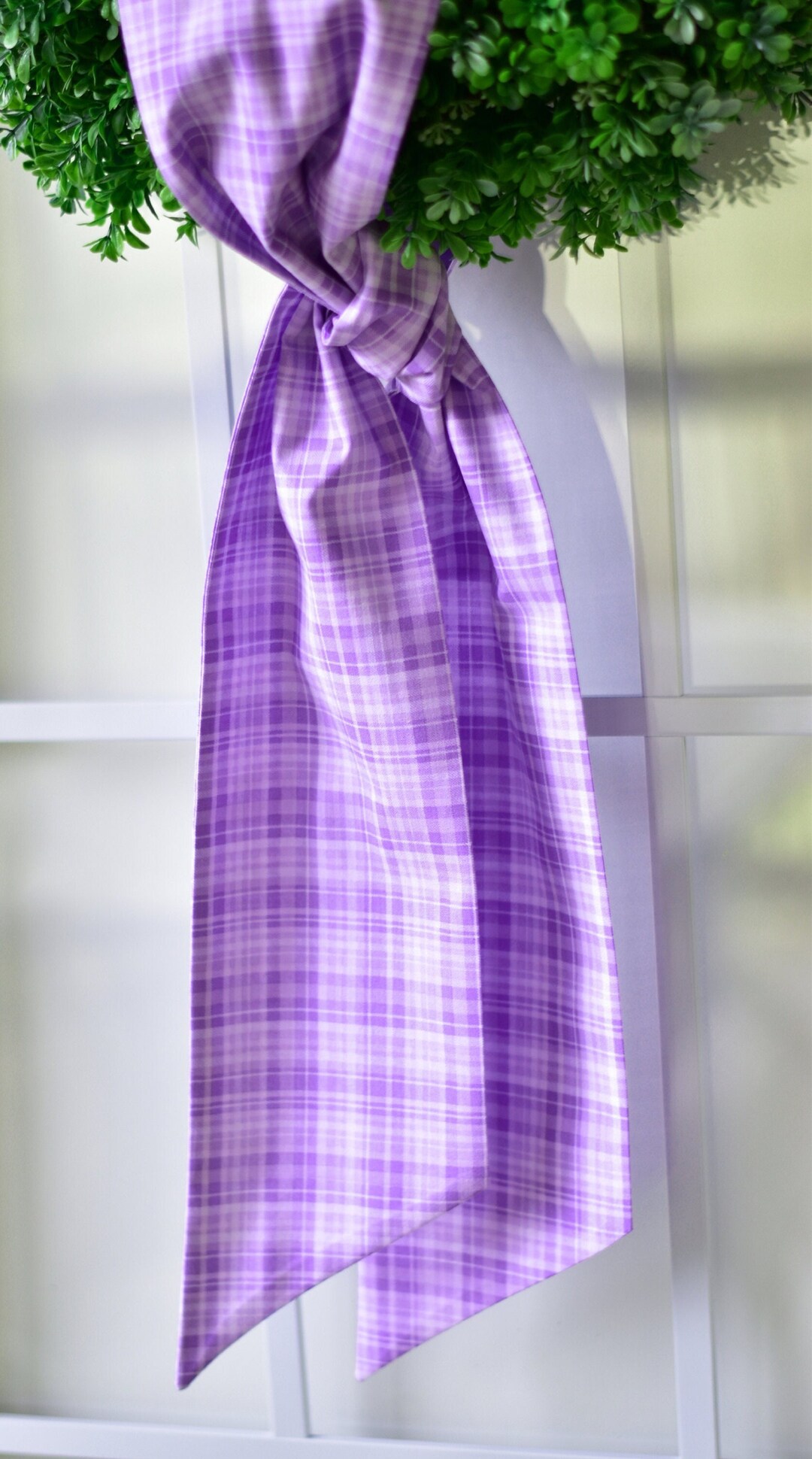 Pastel Purple Plaid Cotton Wreath Sash - Etsy