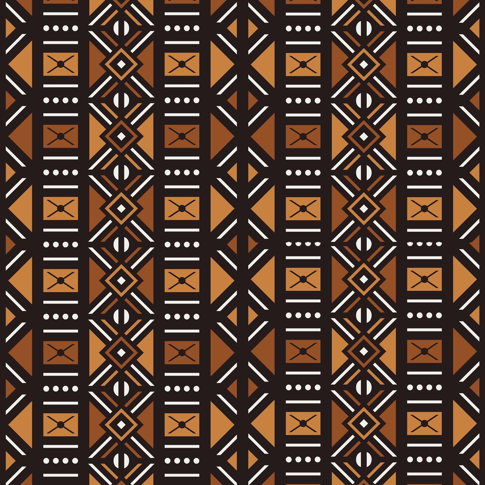 Brown Bogolan Print Cotton Fabric, Brown and Black African Pattern ...