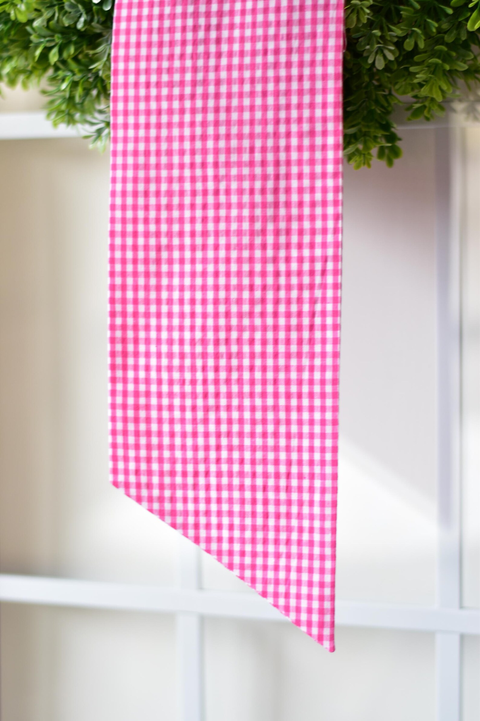 Pink Gingham Wreath Sash, Pink Check Front Door Decoration, Summer ...