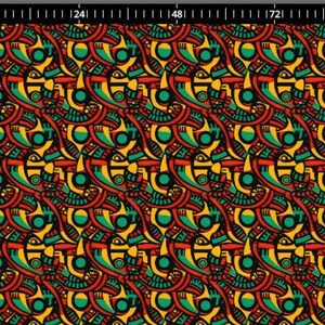 Red, Yellow and Green African Print Cotton Sateen, Extra Wide 94 Inches ...