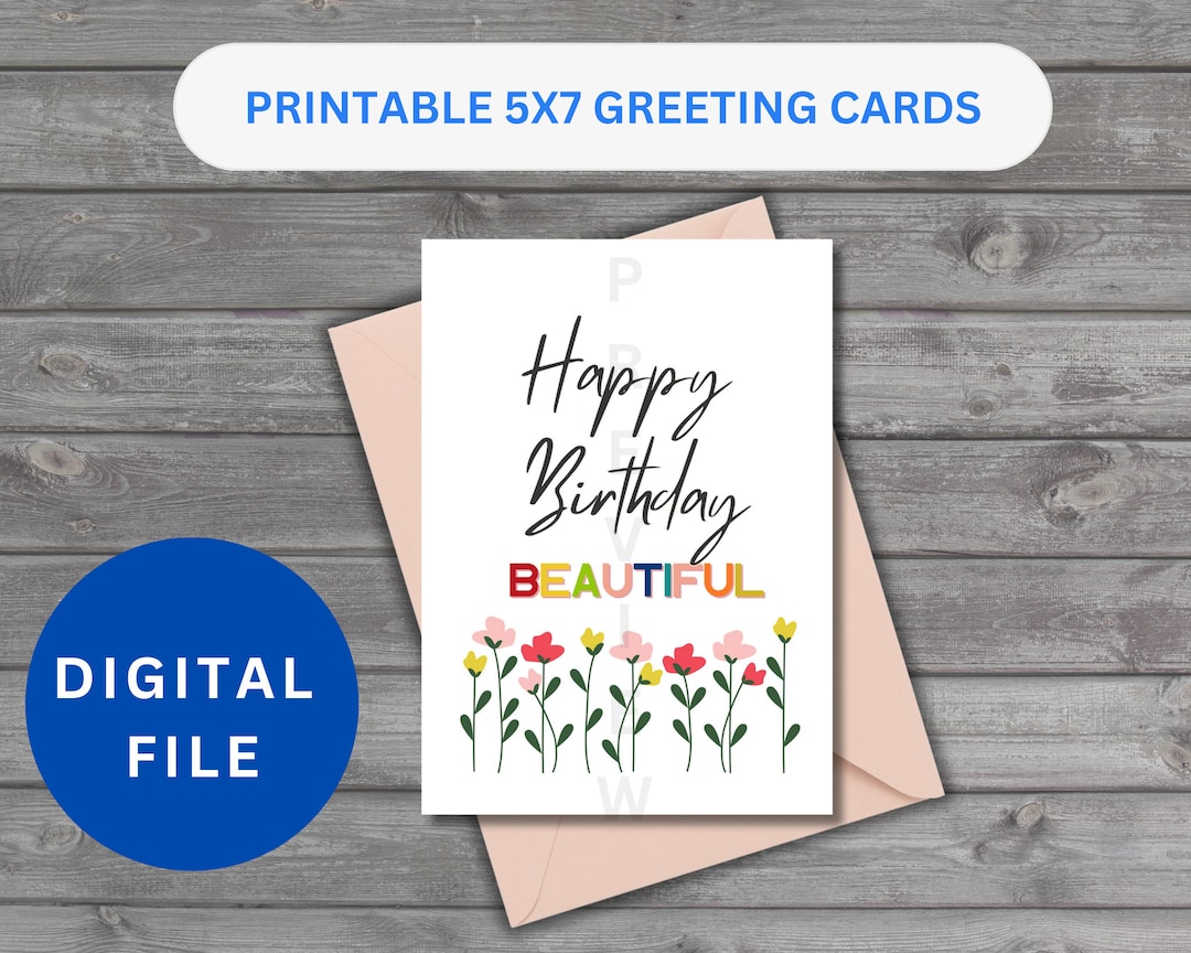 Printable Happy Birthday Beautiful Card Template, Happy Birthday ...