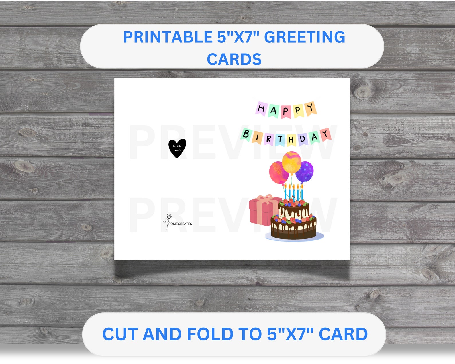 Printable Happy Birthday Card Template, Happy Birthday, CAKE Birthday ...