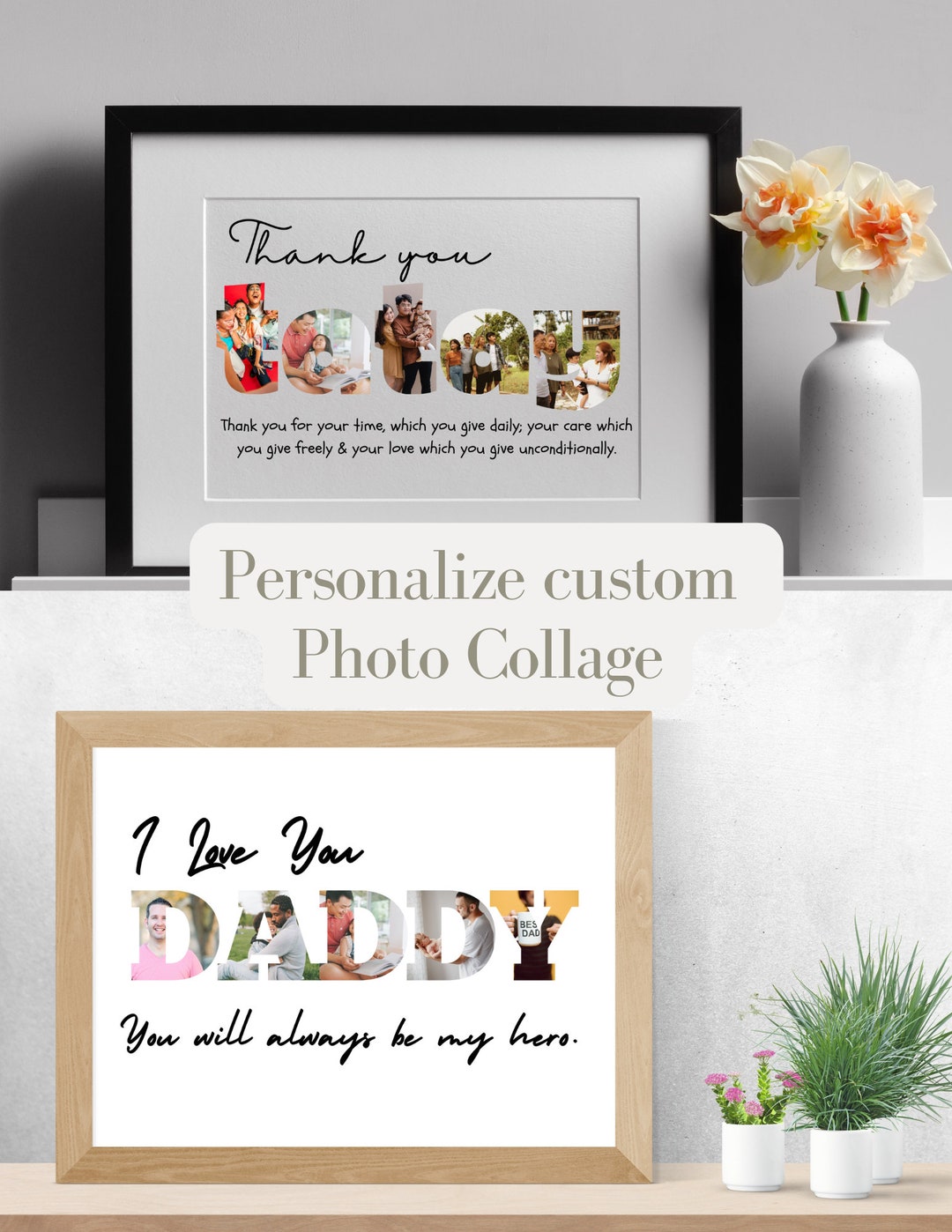 DAD Photo Collage, FATHERS Day Photo Collage, Printable Frame, Custom ...