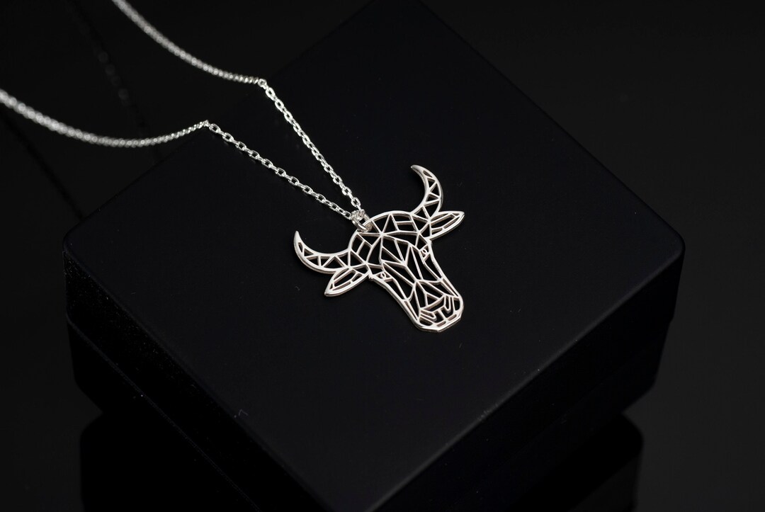 Origami Bull Necklace Sterling Silver Taurus Jewelry Animal - Etsy