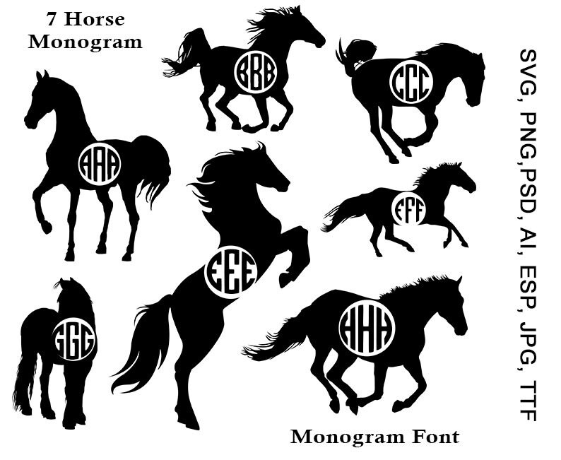 Horse Monogram Svg, Monogram Svg, Horse Svg Cricut, Horse Head Svg ...