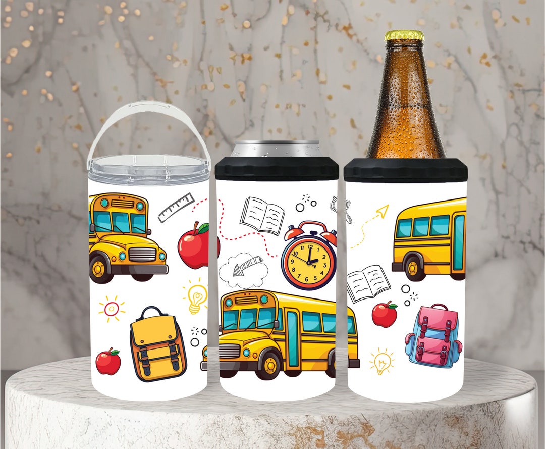Can Cooler 4-in-1: School Bus Design - Customizable Drinkware - Etsy