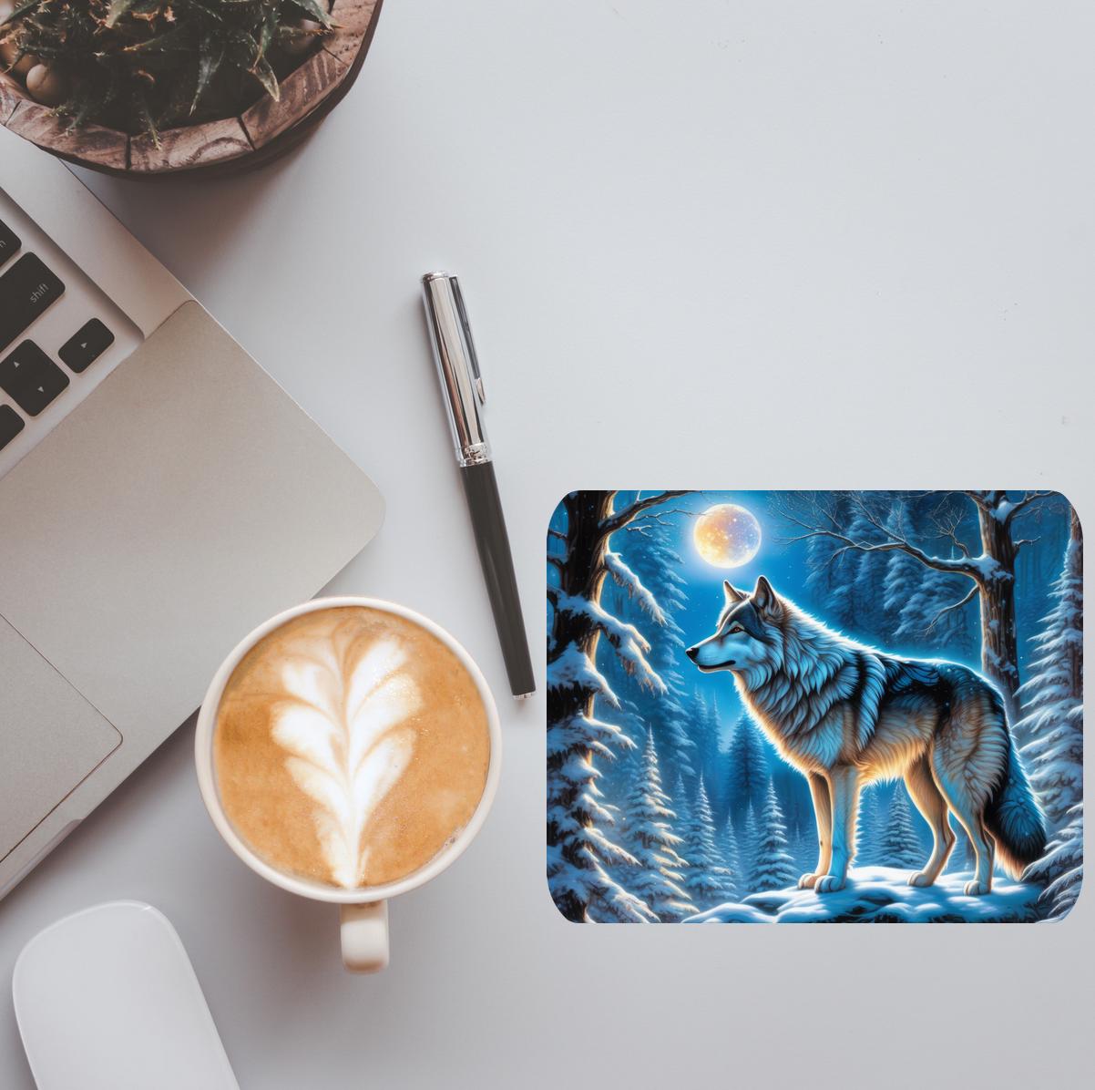 Winter Wolf Mouse Pad: Personalized Name Gift, Wolf Decor - Etsy