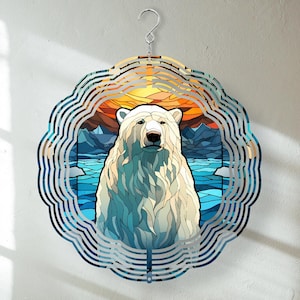 Stained Glass Look Polar Bear Wind Spinner: Unique Garden Decor - Etsy