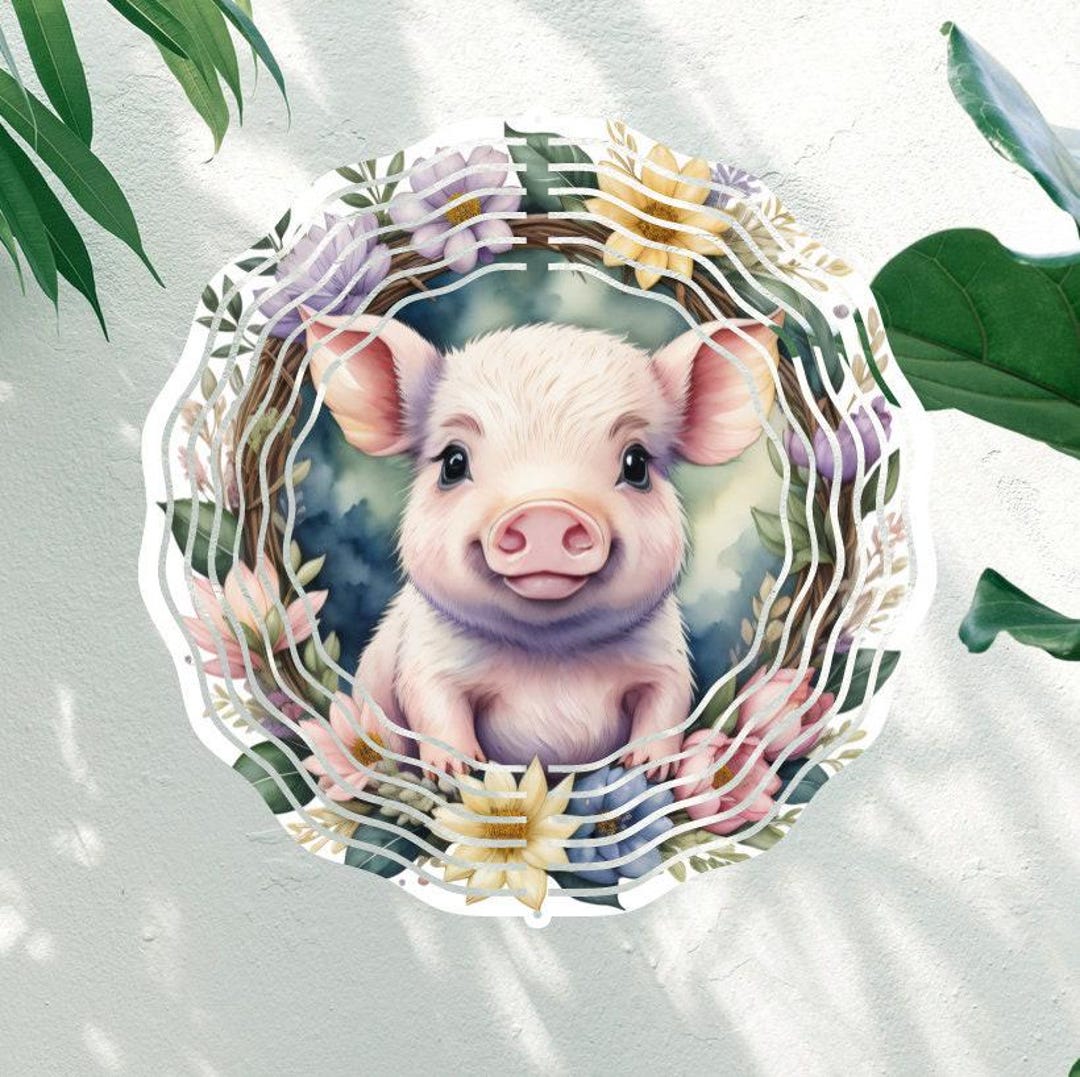 Adorable Pig Wind Spinner, Outdoor Garden Decor, Metal Wind Sculpture ...