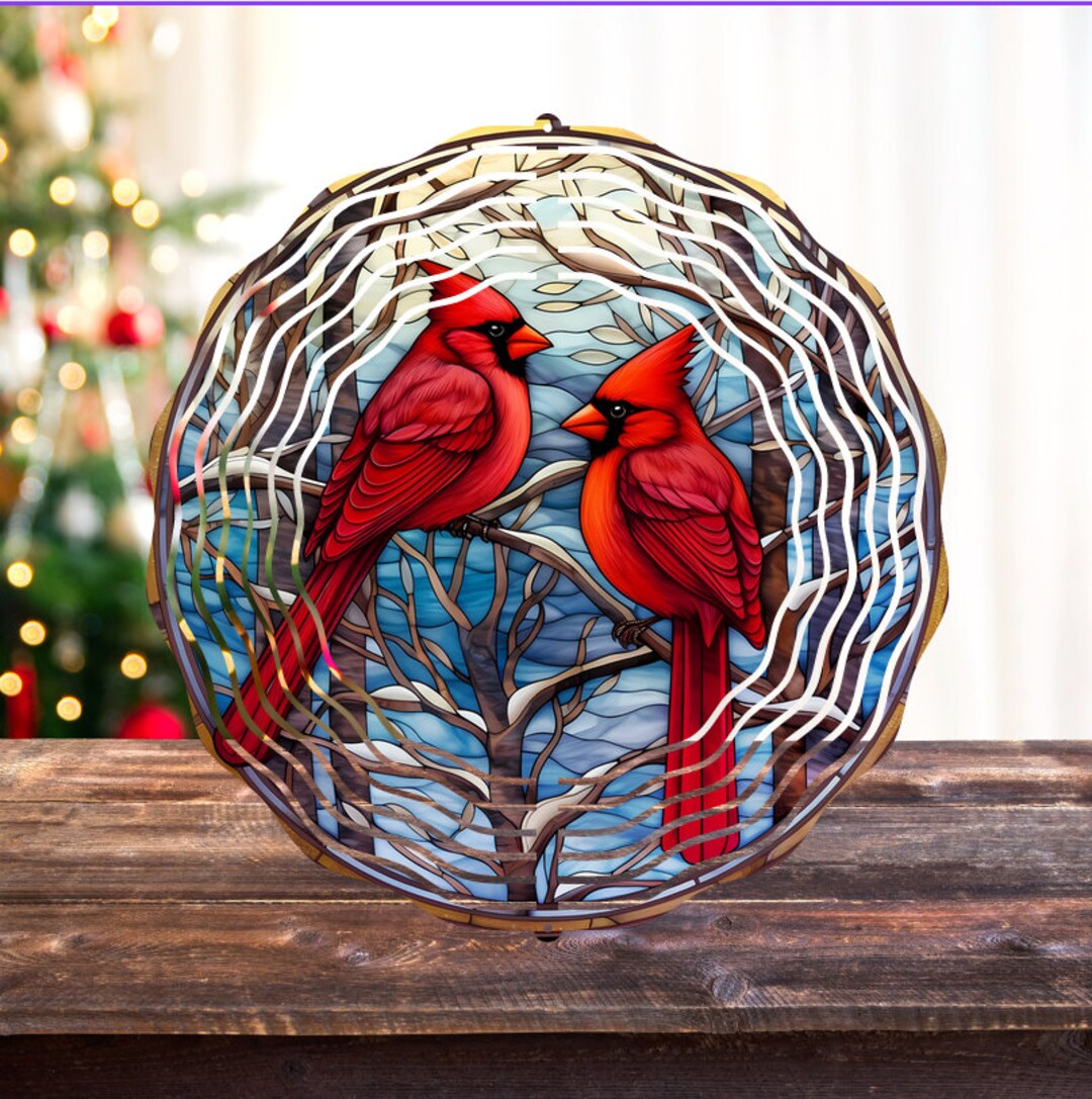 Beautiful Winter Cardinal Wind Spinner, Outdoor Yard Art, Garden ...