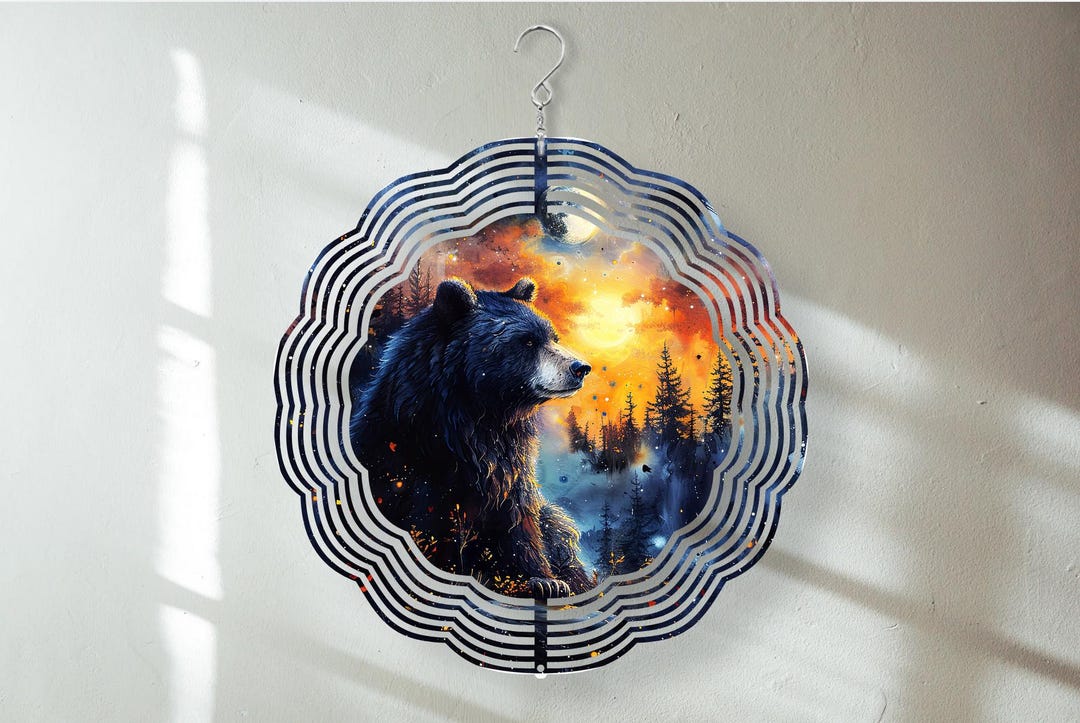 Black Bear Wind Spinner, Outdoor Garden Decor, Wildlife Gift, Yard Art ...