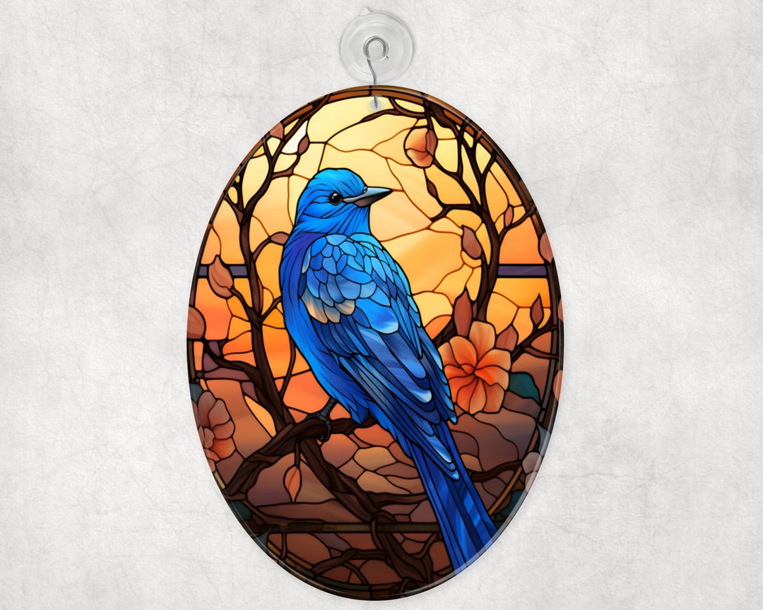 Bluebird Glass Suncatcher, Handcrafted Window Decoration - Etsy