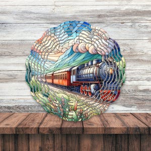Colorful Train Wind Spinner, Yard Art Decoration, Rustic Wind Spinner ...
