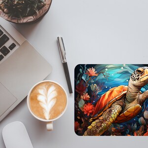 Under the Sea Turtle Mouse Pad, Personalized Desk Accessory, Ocean ...