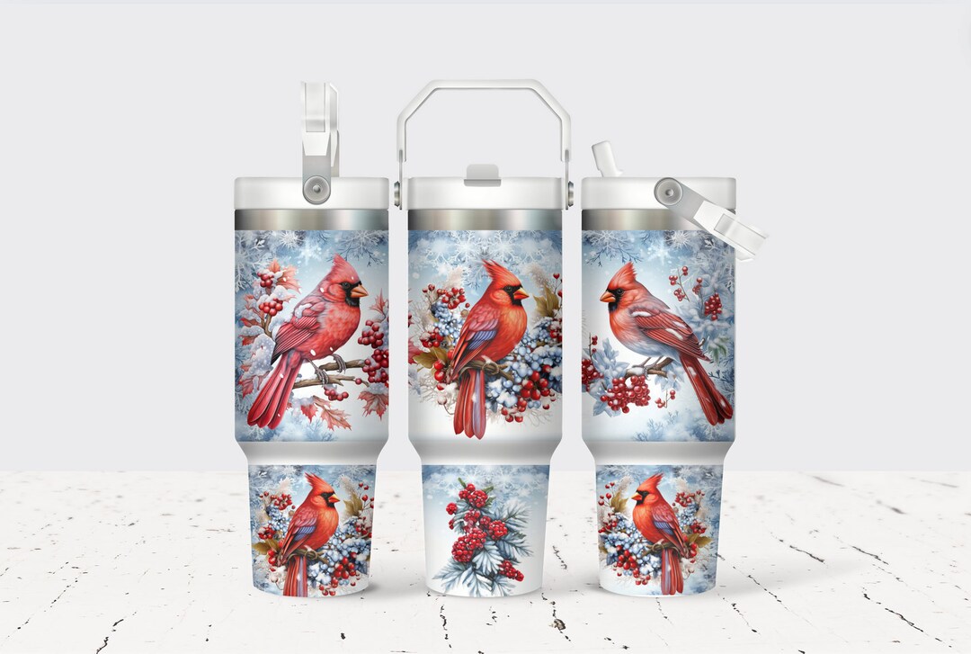 Beautiful Cardinal Flip Straw Stainless Steel Tumbler, 30 Oz ...