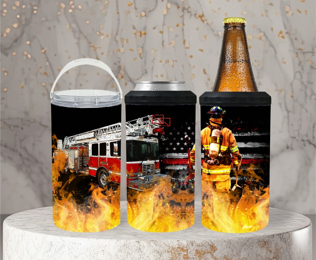 Fireman 4-in-1 Can Cooler: Personalized Firefighter Gift - Etsy