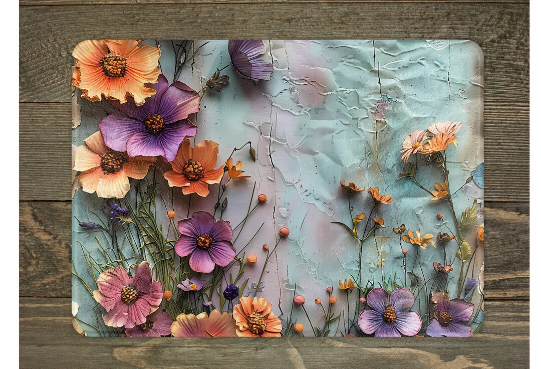 Floral Crinkle Glass Cutting Board, Personalized Kitchen Decor, Custom ...