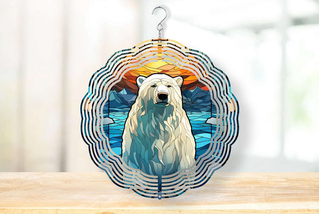 Stained Glass Look Polar Bear Wind Spinner Stained Glass - Etsy