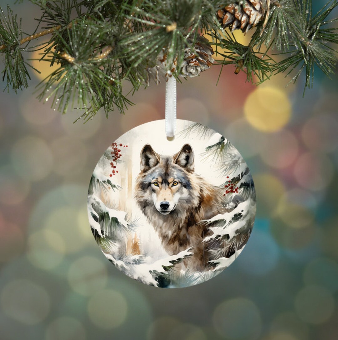 Wolf Christmas Ornament: 3-inch Ceramic or Glass Holiday Decor - Etsy