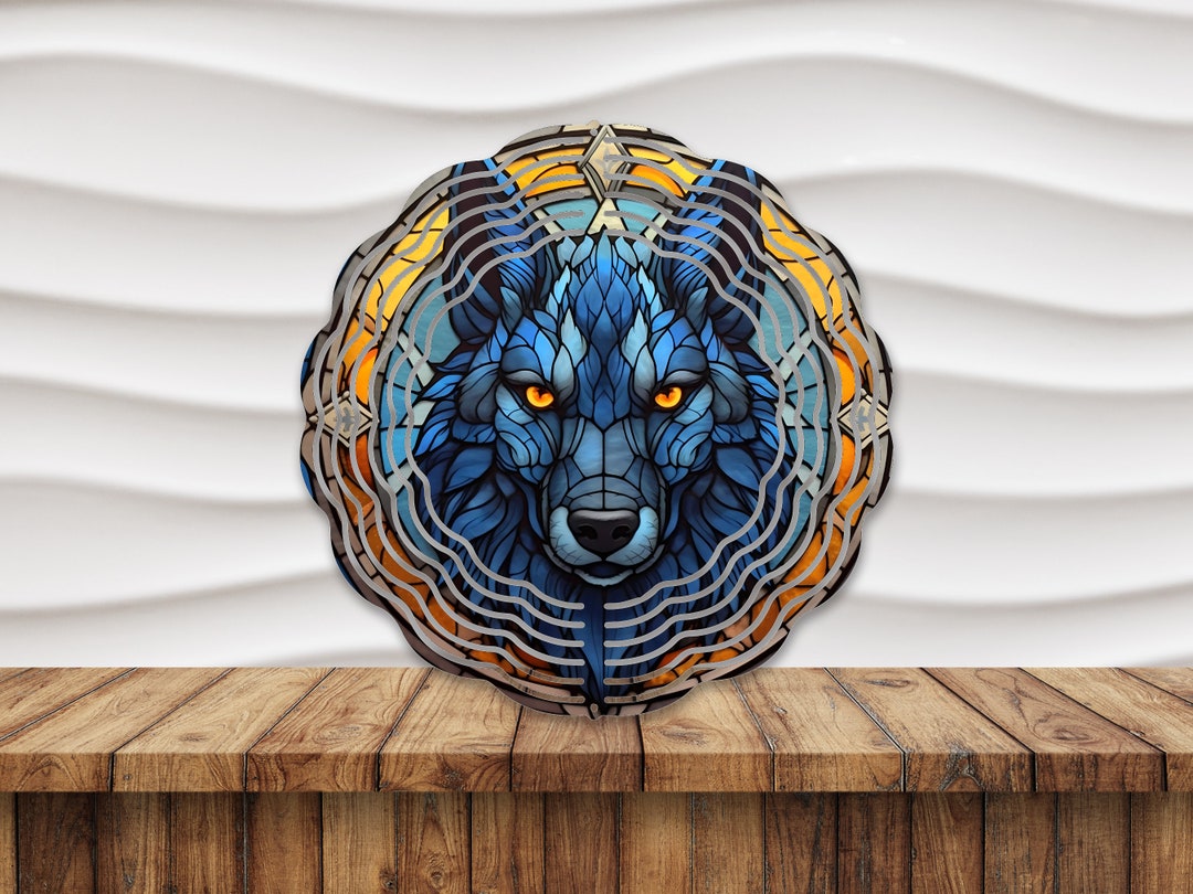 Black Wolf Wind Spinner, Garden Decor, Outdoor Yard Art, Wolf ...