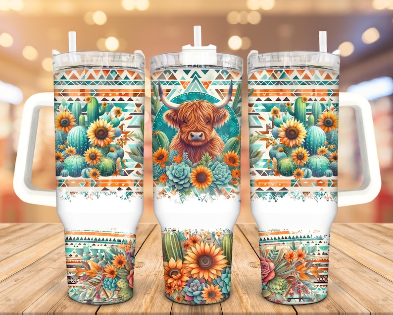 Aztec Highland Cow Stainless Steel Tumbler, 40 Oz - Etsy