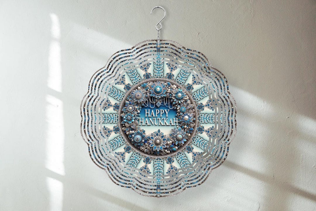 Happy Hanukkah Wind Spinner, 3 Size Choices, Hanukkah Decor, Holiday ...