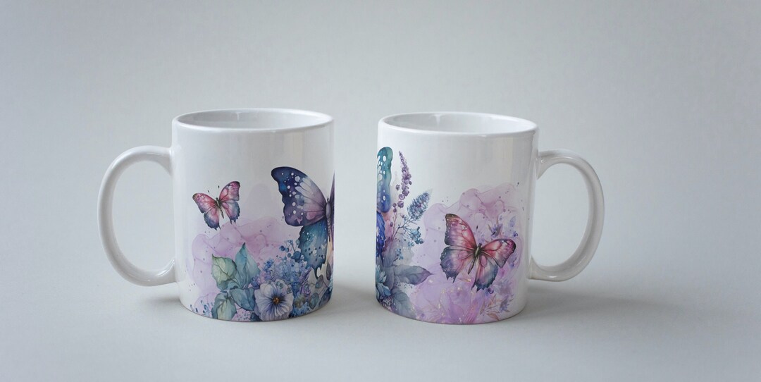 Flutter Into the Day With a Personalized Watercolor Butterflies Ceramic ...