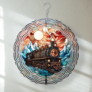 Train Wind Spinner, 2 Design Choices, Yard Art Decoration, Rustic Wind ...