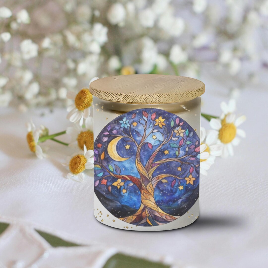 Tree of Life Candle Holder: Frosted Glass With Tealight Timer or ...