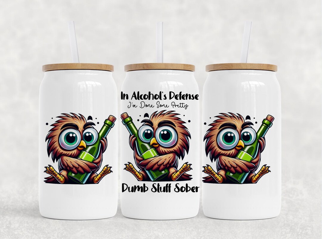 Owl Glass Can Tumbler: Funny Alcohol Gift, Personalized Drinkware - Etsy