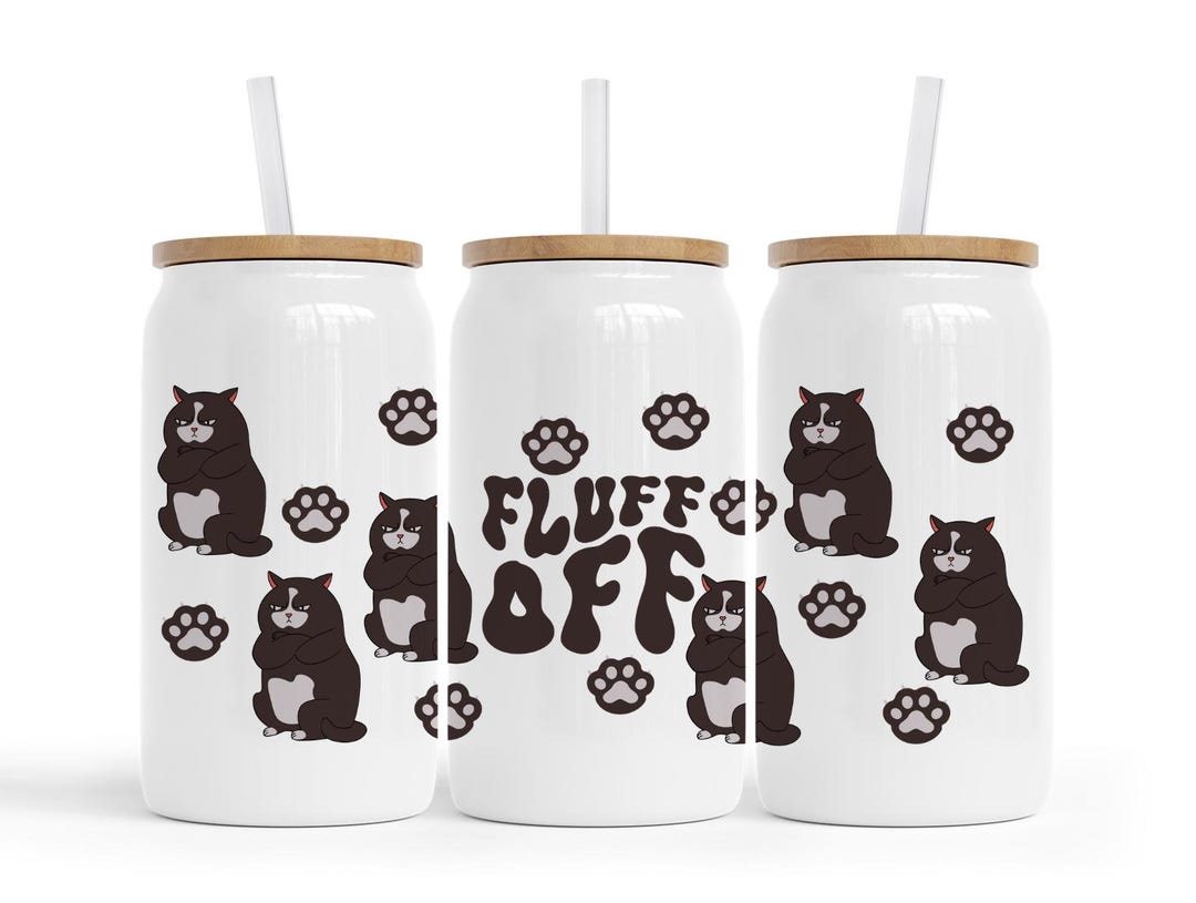 Fluff off Cats 16 Oz. White Glass Can, Personalized Gift, Cat Lover ...