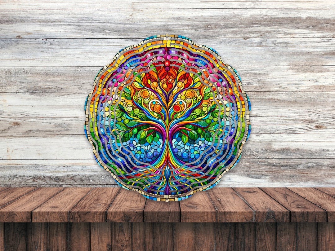 Vibrant Tree of Life Wind Spinner, 4 Design Choices, Metal Garden ...