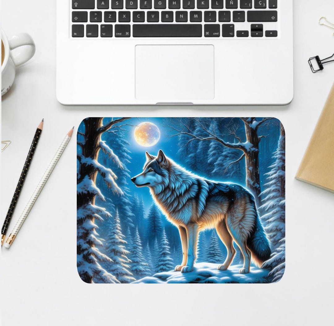 Winter Wolf Mouse Pad: Personalized Name Gift, Wolf Decor - Etsy