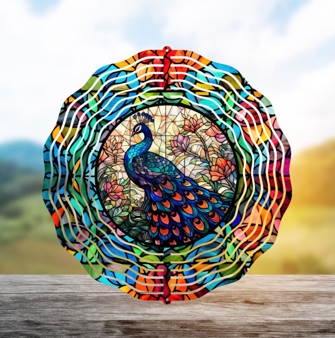 Beautiful Peacock Wind Spinner, Metal Garden Decor, Colorful Yard Art ...