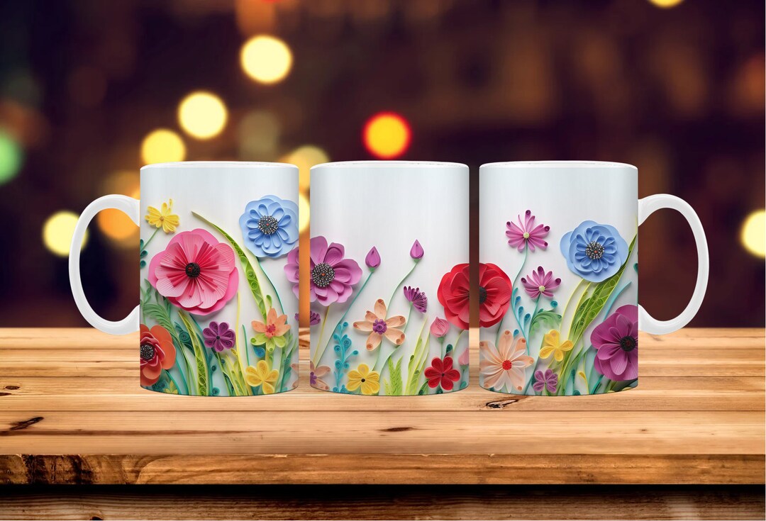 3D Look Spring Blossoms Ceramic Mug. Personalized Gift, Custom Coffee ...