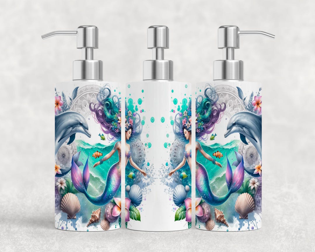 Mermaids & Dolphins Soap Dispenser: Stainless Steel Bathroom Decor - Etsy