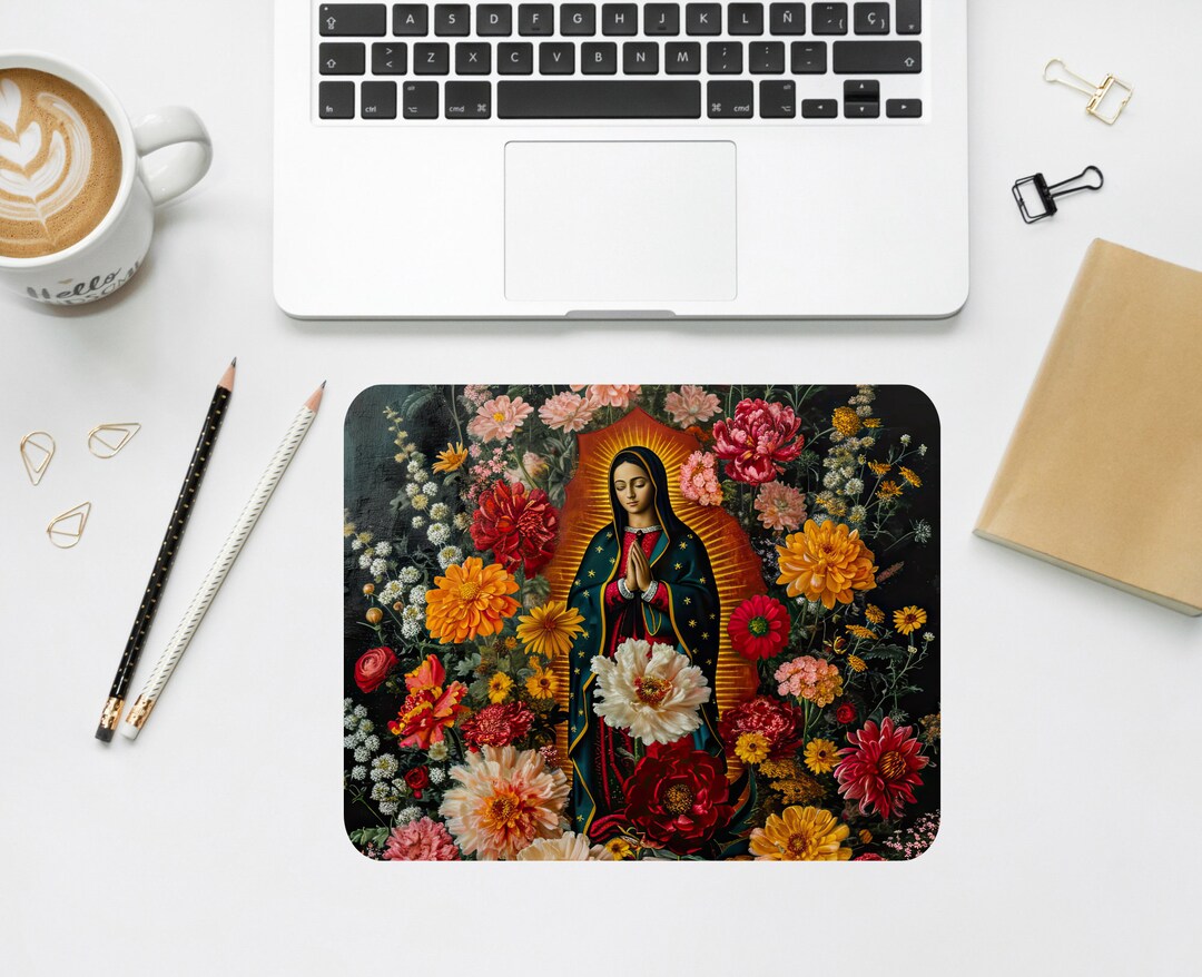 Guadalupe Mouse Pad: Virgin Mary, Floral Office Decor - Etsy