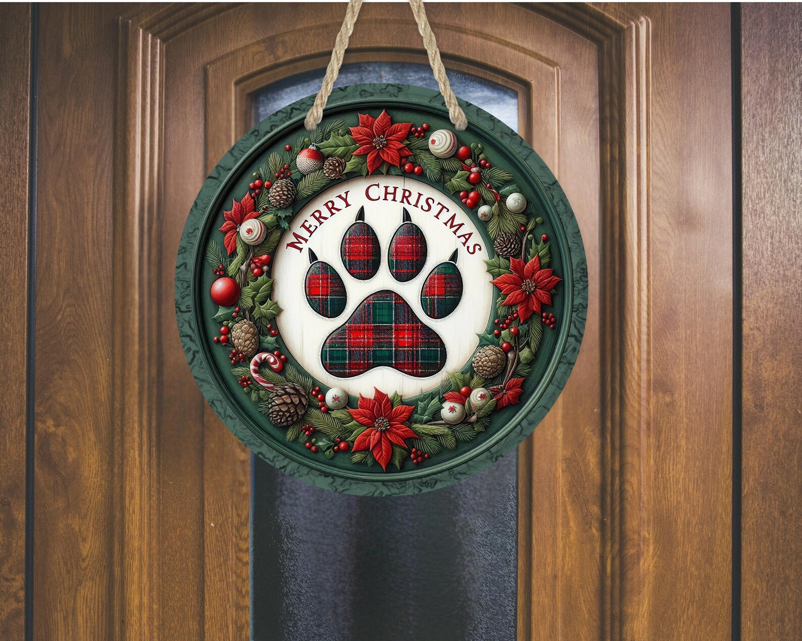 Merry Christmas Paw Print Aluminum Door Sign - UV Protected - Etsy