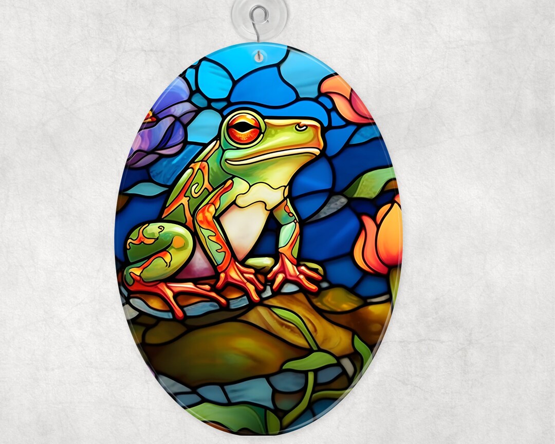 Colorful Frog Glass Suncatcher, Handcrafted Sun Catcher, Frog Gift ...