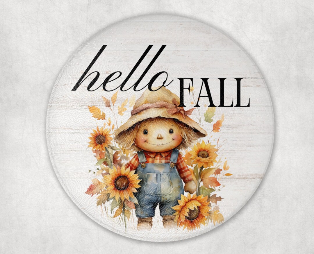 Hello Fall Cute Scarecrow 12 Inch Glass Cutting Board, Fall Gift ...